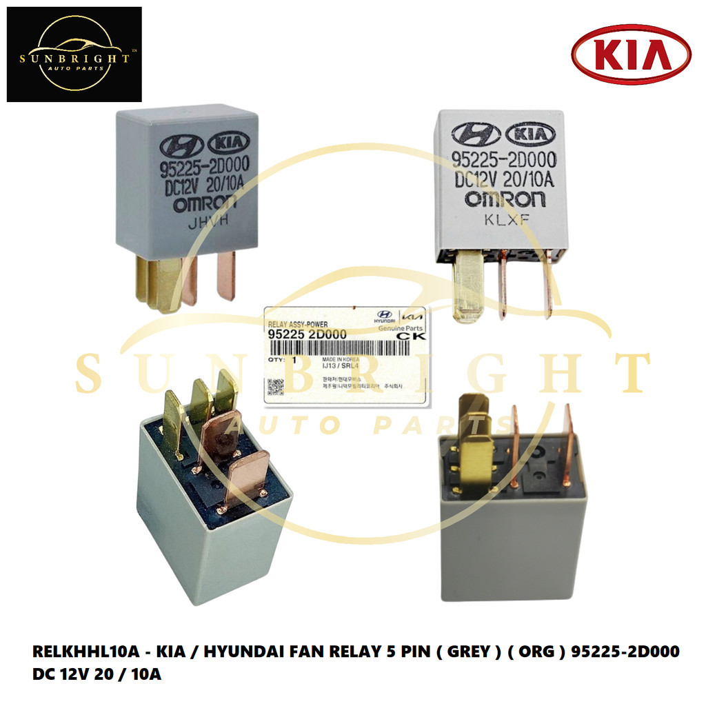 KIA / HYUNDAI HEAD LAMP RELAY 5 PIN ( GREY ) ( ORG ) 95225-2D000 DC 12V ...