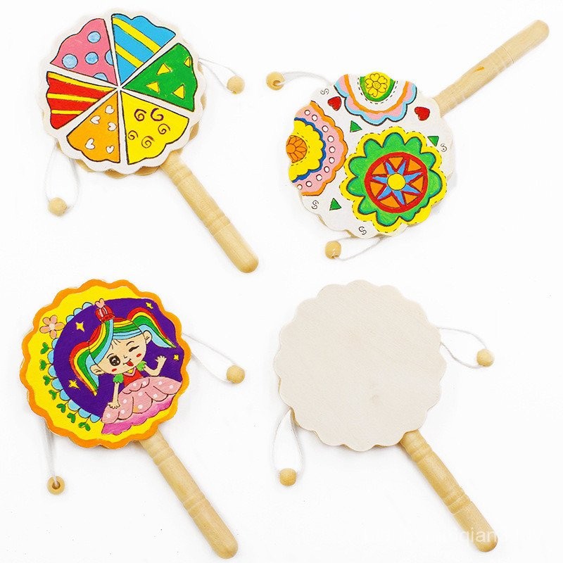 Children Handmade Wave Drum diy Material Package Hand-Cranked Snare ...