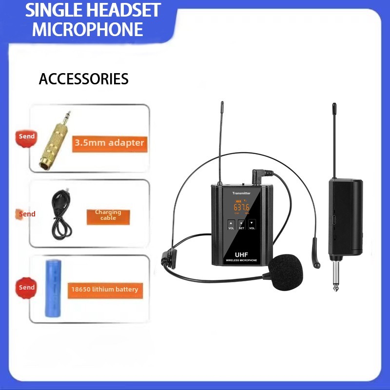 UHF Wireless Headset Microphone Lapel Microphone Metal Adjustable 30m ...