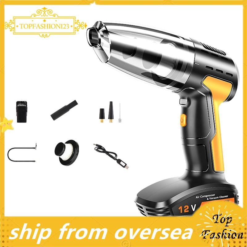 [TopFashion] Car Vacuum Cleaner Inflatable Pump Vacuum Cleaner Cordless ...