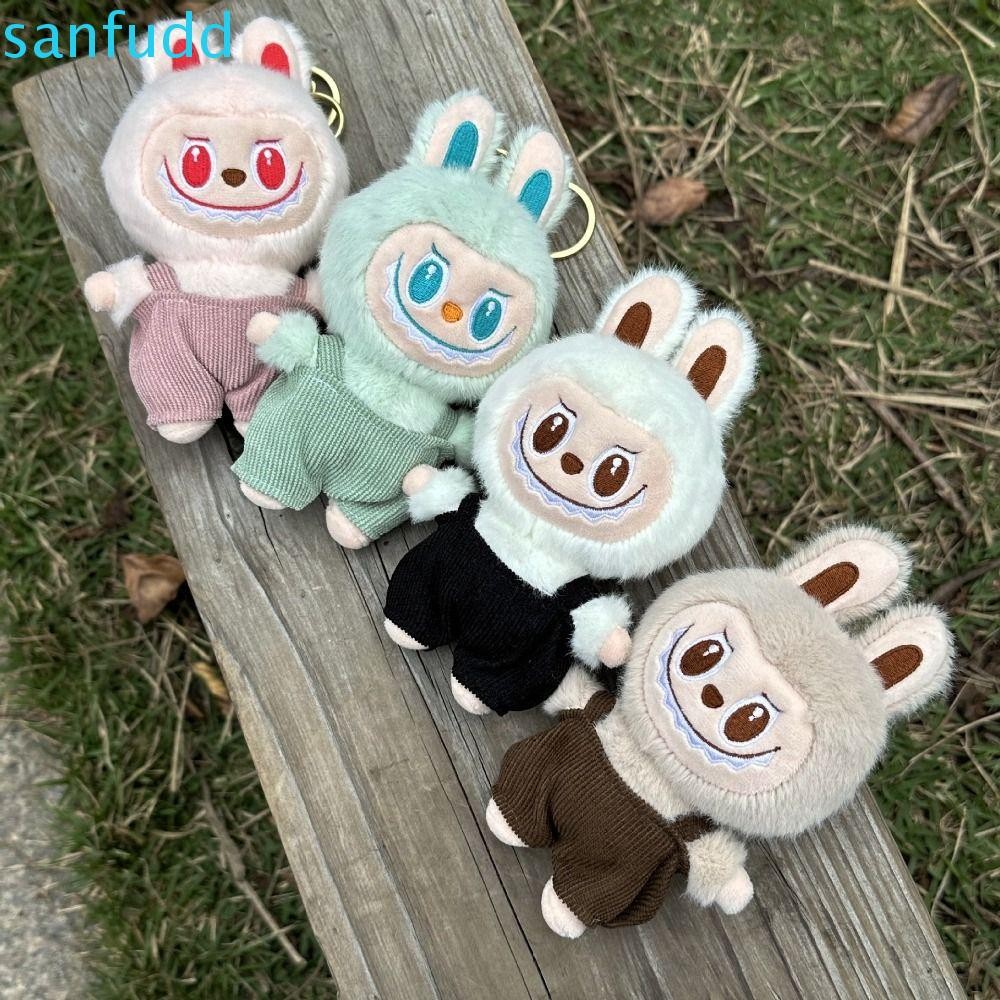 SANFUDD Labubu Plush Doll Keyring, Overall Suit Mokoko Labubu Pendant ...