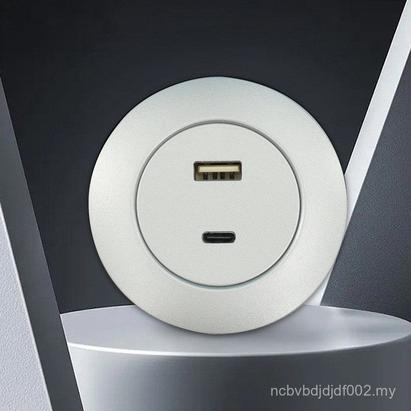Pengecas USB Terbenam Desktop Serasi dengan Soket Lubang Bulat Perabot ...
