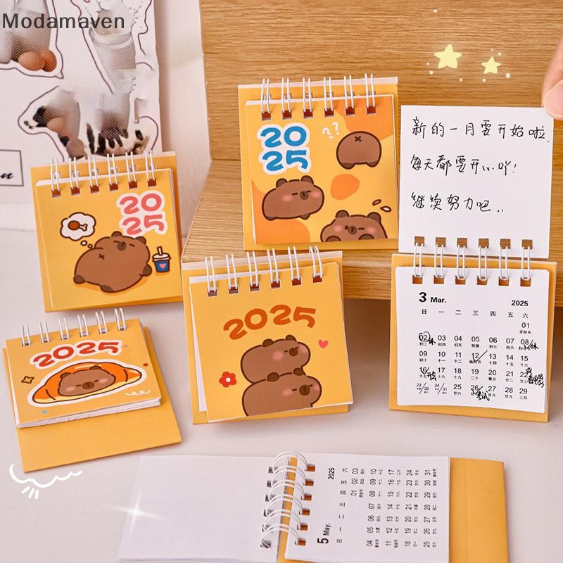 MND Creative Mini Cartoon Desk Calendar Cute Capybara Portable Pocket ...