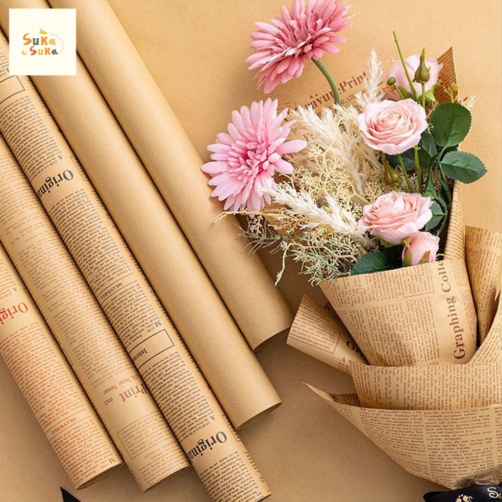 English Newspaper Embossed Paper Kraft Paper Colour Newspaper Bouquet ...