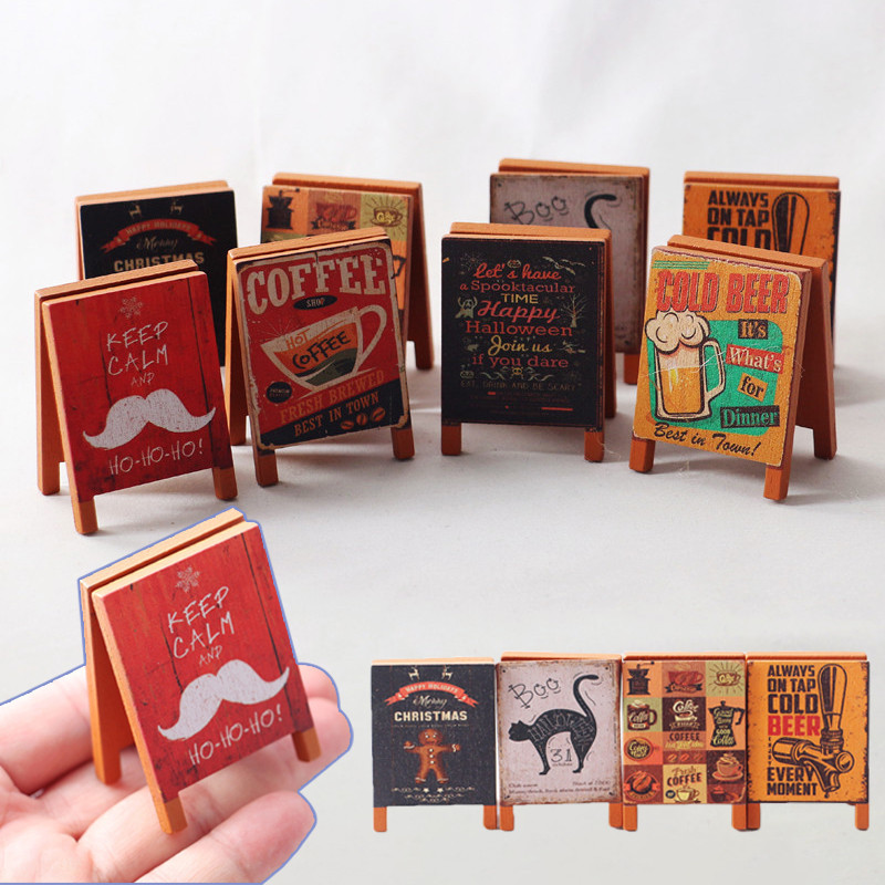 Simulation Wooden Signboard Double-sided billboard Mini Blackboard ...
