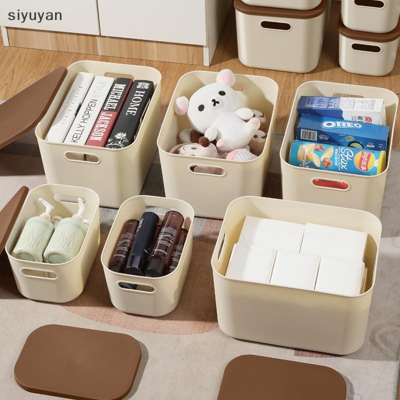 Si Plastic Storage Bins Stackable Baskets With Lid And Handle Colorful ...