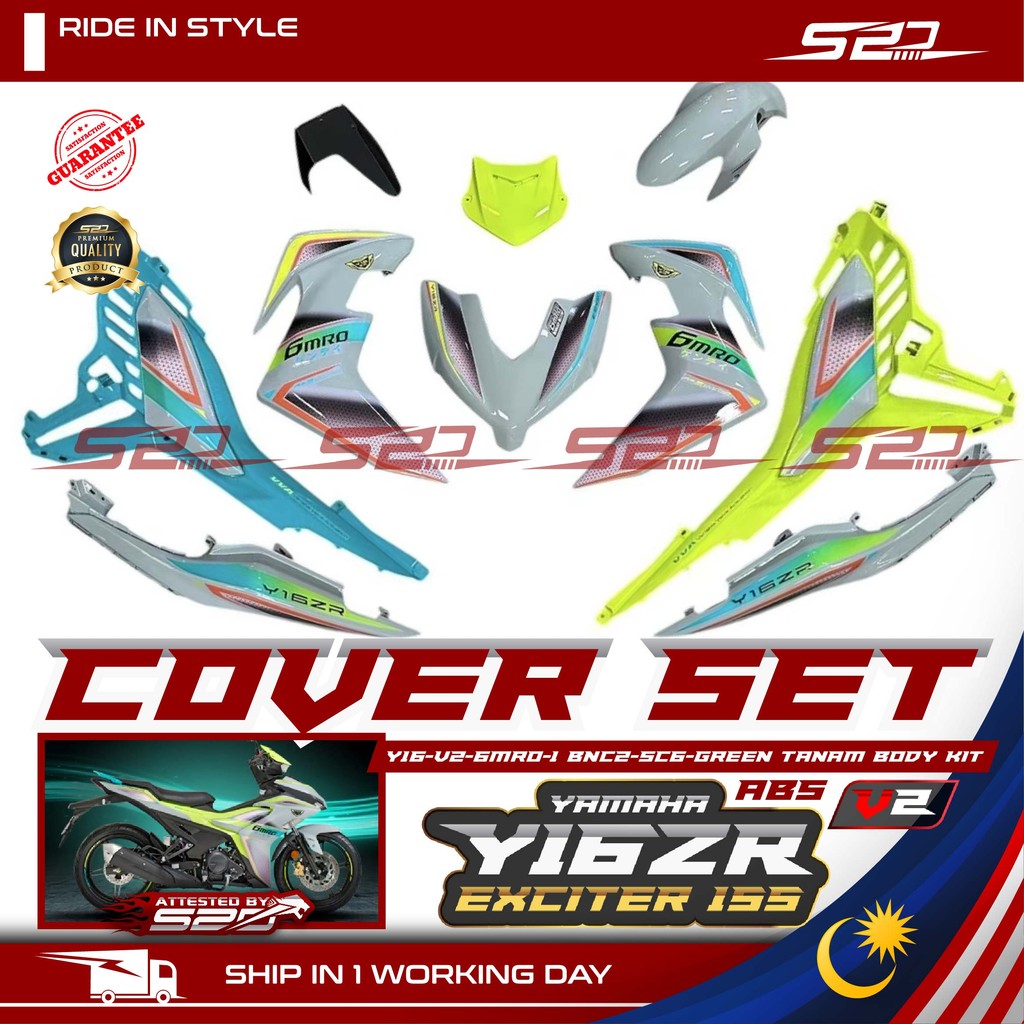 Cover Set VELOZI YAMAHA Y16ZR Y16-V2-6MRO-1 BNC2-SC6-Green Tanam Body Kit Tanam Body Kit Y16 V2 ...