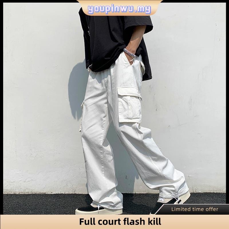 W-KING Multi Pocket Oversize Straight Pants Men's Work Pants Casual ...