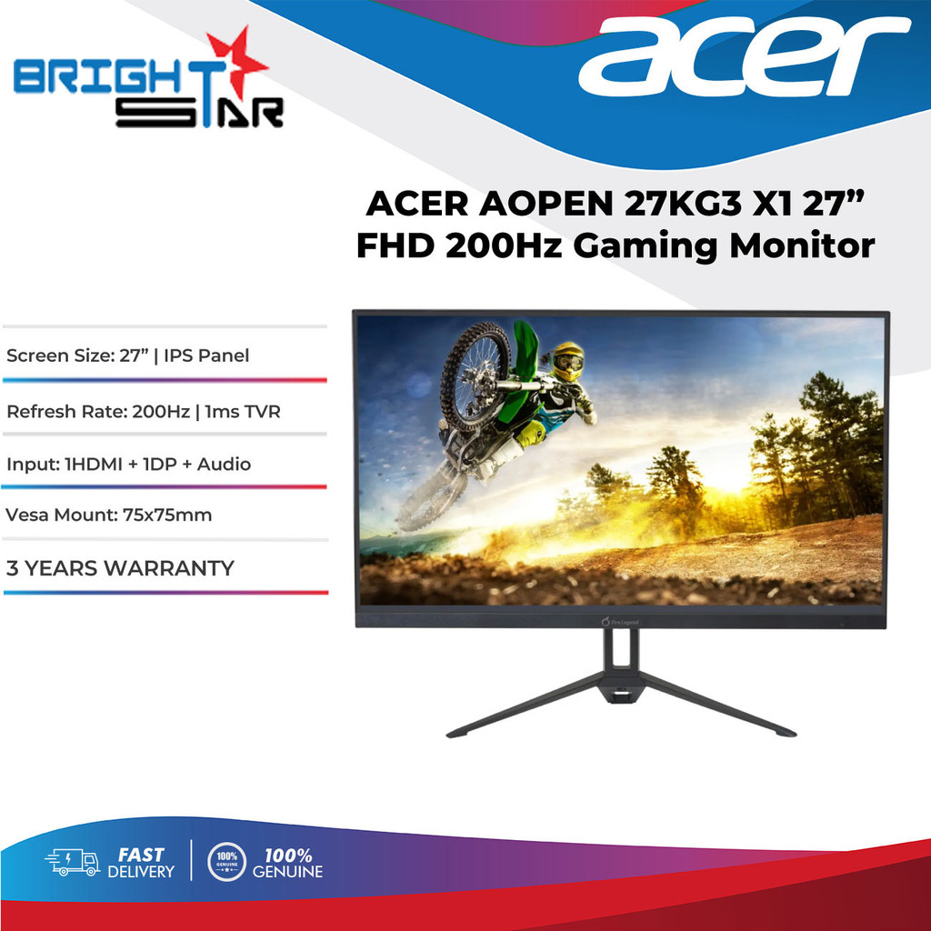 ACER Aopen 27KG3 X1 27" FHD 200Hz Gaming Monitor | Shopee Malaysia