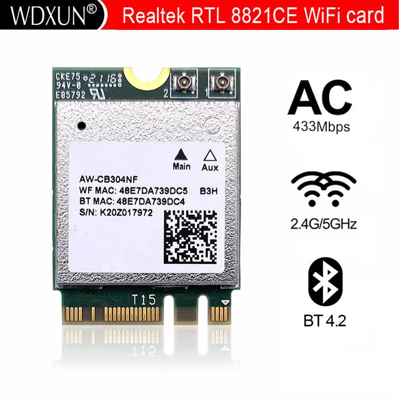 Realtek RTL8821CE AW-CB304NF 802.11AC 1X1 NGFF M.2 dual band 2.4G 5G ...
