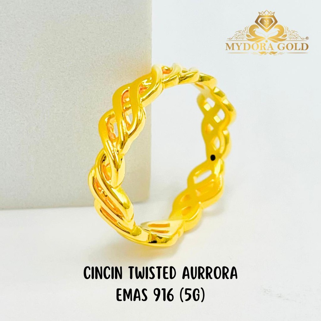 MYDORA Cincin Twisted Aurrora (5G) l EMAS 916/22K | Shopee Malaysia