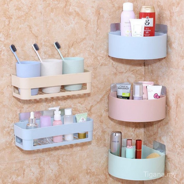 Nordic Velcro Kitchen Shelf Wall-Mounted Drain Storage Rack Bathroom ...