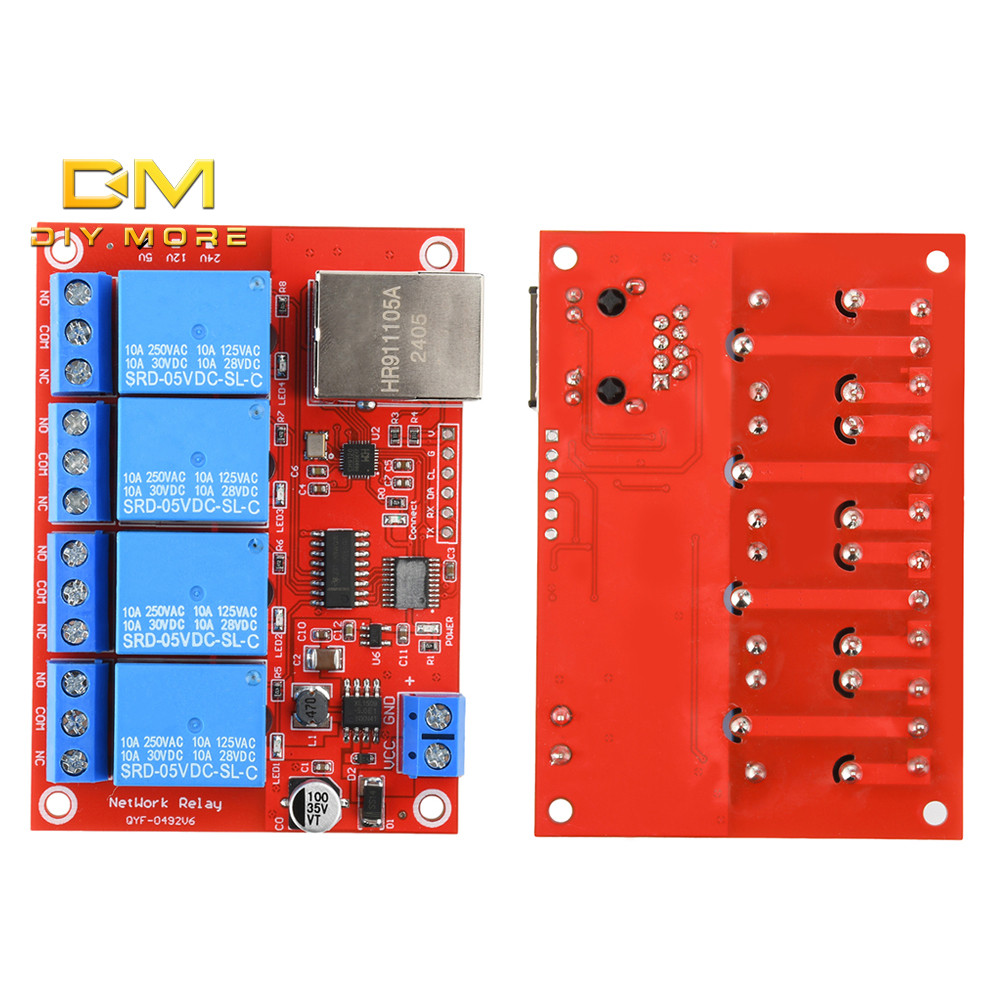 DIYMORE DC 5V/12V/24V 4/8 Way TCPIP Network Ethernet Relay Module Switch LAN Control Smart ...