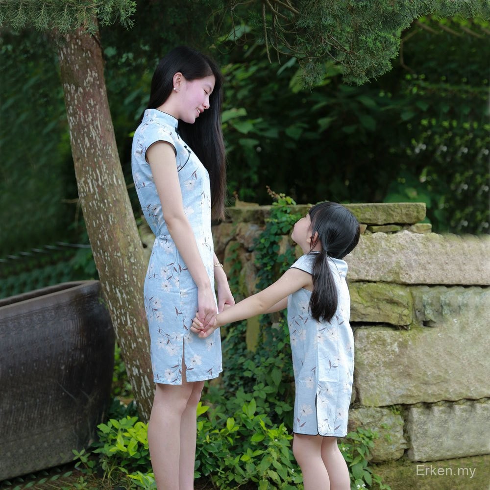 Girls Girls Cheongsam Parent-Child Wear Summer Clothes Children Middle ...