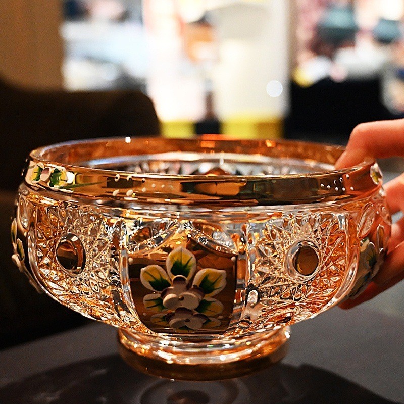 Czech Craft Enamel Bunga Kaca Kristal Mangkuk Buah Pasu Buah Balang ...