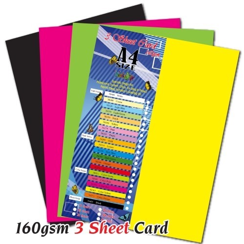 A4 160gsm 3 Sheet Card | Lucky Star | Colour Card | Color Card | Colour ...