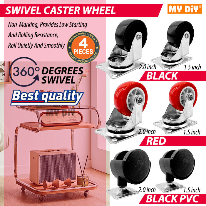 MYDIYHOMEDEPOT - 4PCS SWIVEL CASTER WHEEL 1.5" OR 2.0" / RODA KECIL ...