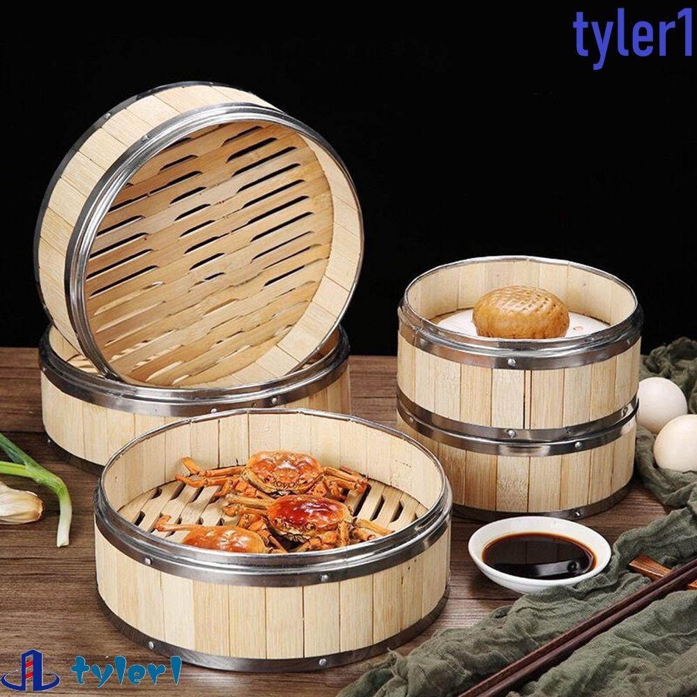 TYLER1 Bamboo Steamer Bao Buns With Stainless Steel Handle Bamboo Lid ...