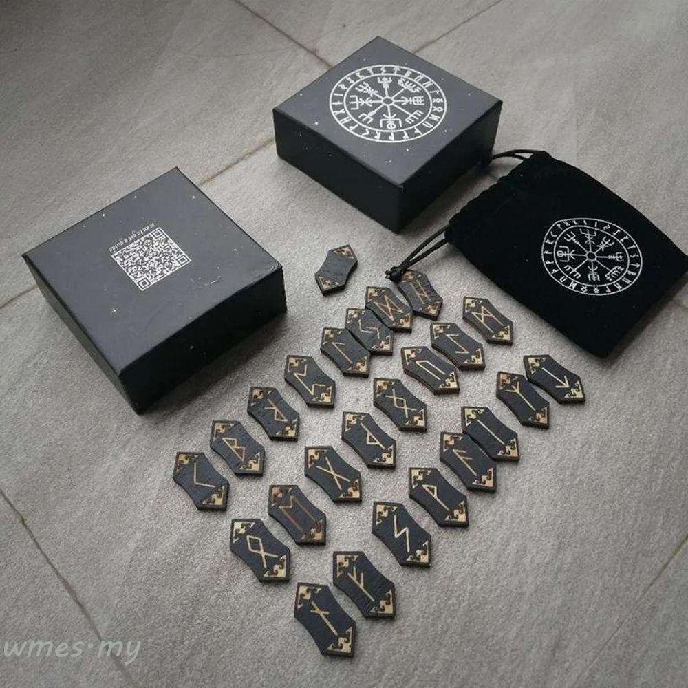 WMES1 Wooden Runes Stone 25Pcs/set For Meditation Energy Stone Kit ...