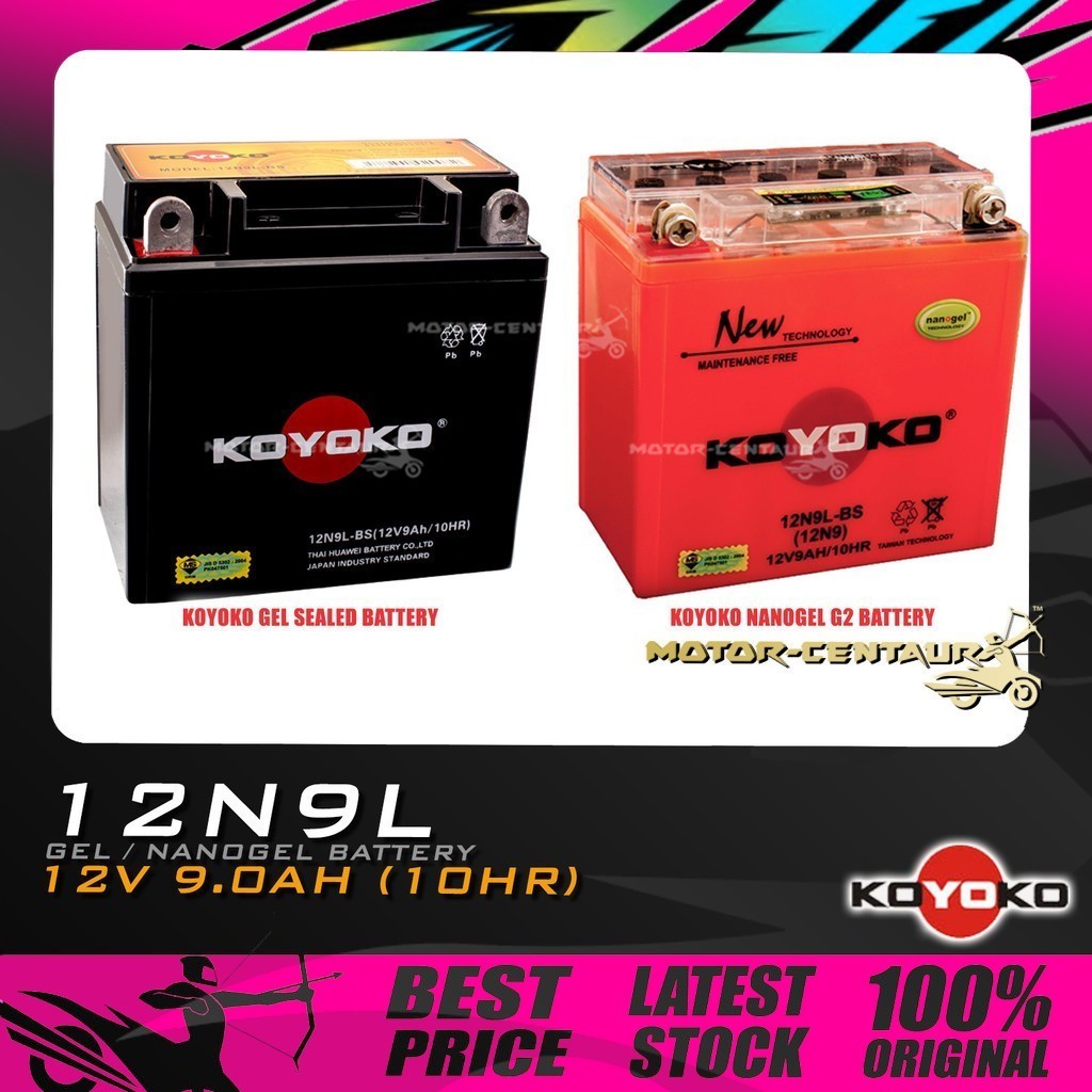 BATERI MOTOSIKAL KOYOKO GEL/NANOGEL BATTERY 12N9L-BS FOR MODENAS JAGUH ...