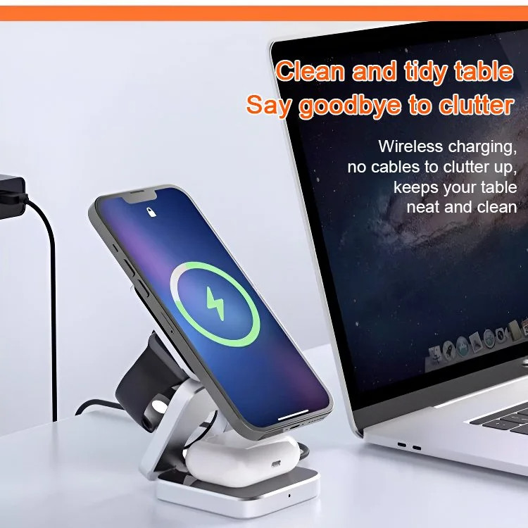 Magnetic wireless charger Folding charging stand Magnetic wireless ...