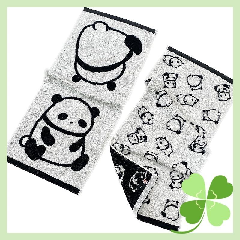 kainoo Imabari Towel Panda Face Towel 2 Pattern Set 34cm x 80cm Made in ...