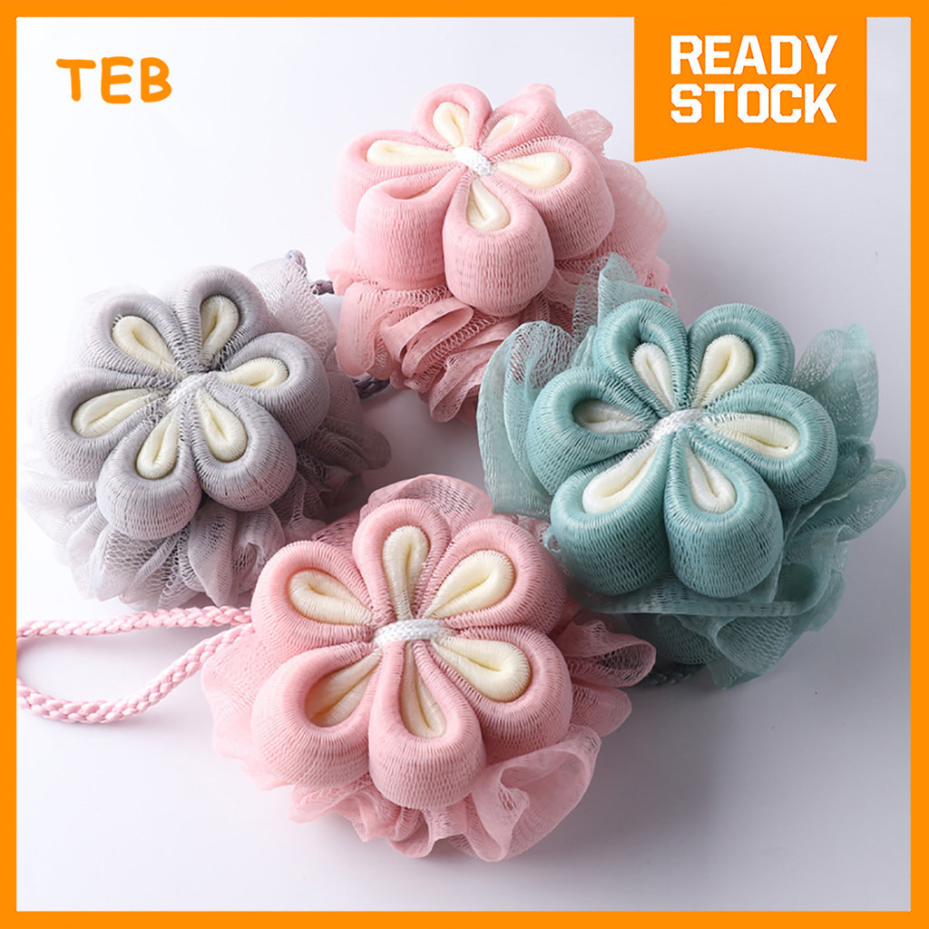 [TEB] Flower Design Shower Sponge Ball Scrub Shower Brush Body Flower ...