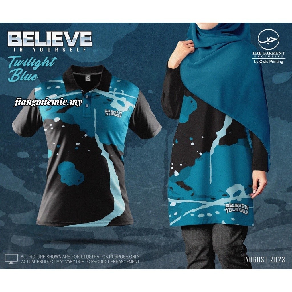 Baju Muslimah Sublimation Tshirt Women/men Muslimah Jersey Blue Black ...