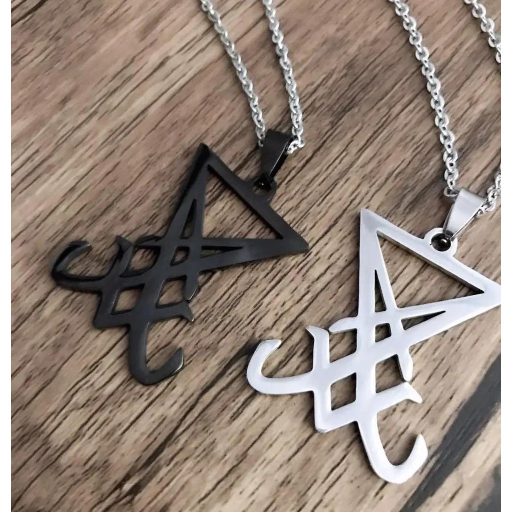 Men's Necklace Sigil Of Lucifer Satanic Symbol Seal Satan Pendant Demon ...