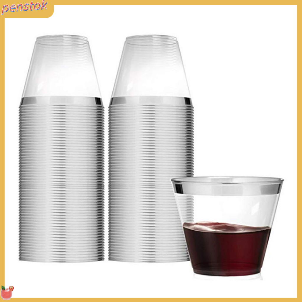PEN| Disposable Gold Rim Cups Rose Gold Rimmed Drinkware 25pcs Gold Rim ...