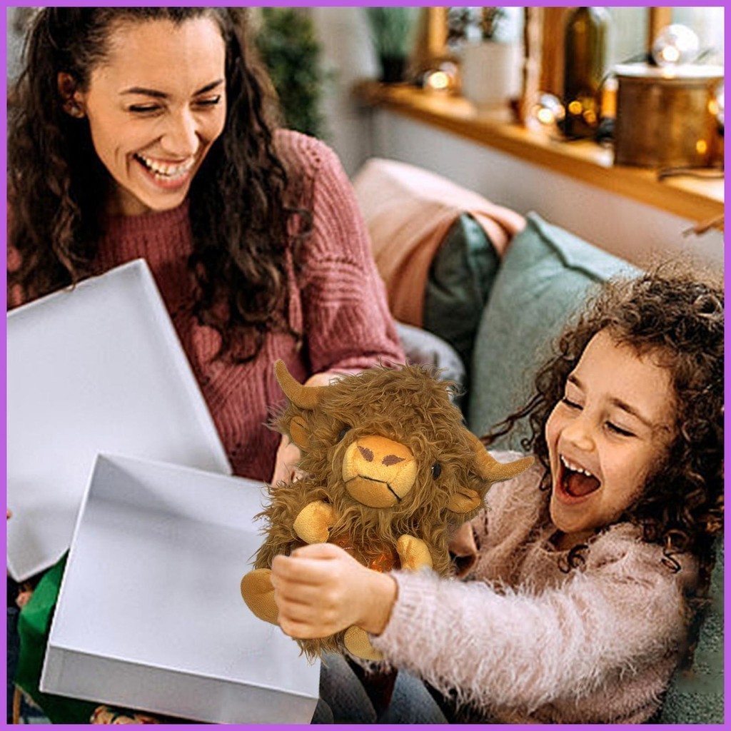 Sleeping Highland Cow Plush Breathing Highland Cow Kids Sleep Soother ...
