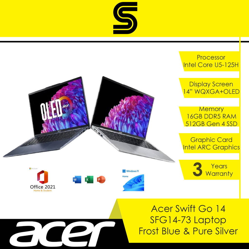 ACER Swift Go 14 SFG14-73-508Y/59A0 (14" WQXGA+OLED/U5-125H/16GB DDR5 ...