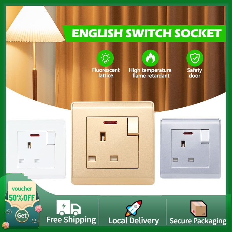 Electric Affle Plus 13A Single Switch Socket Switch lampu Electric ...