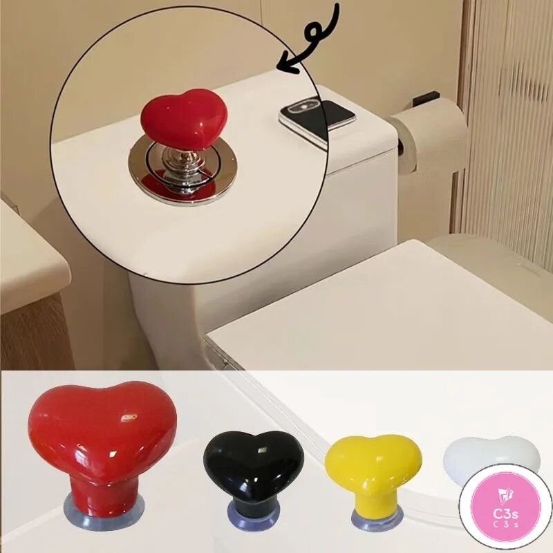 C3S Handle Toilet Press Button Heart Shaped Press Tank Push Switch ...