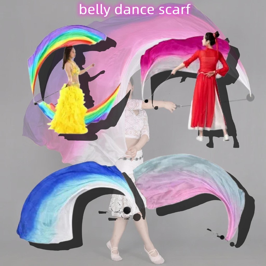 Dance Silk Veil Belly Dance Silk Scarf Veils Poi Streamer Elegant Belly ...