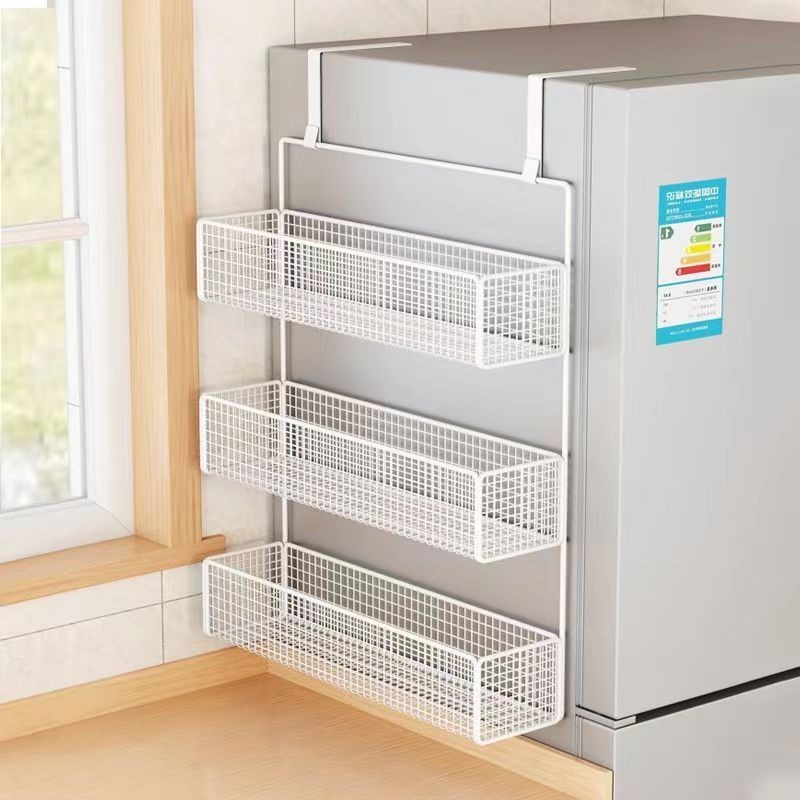 Refrigerator Side Shelf Outer Side Wall Mount Hook Storage Rack next to ...