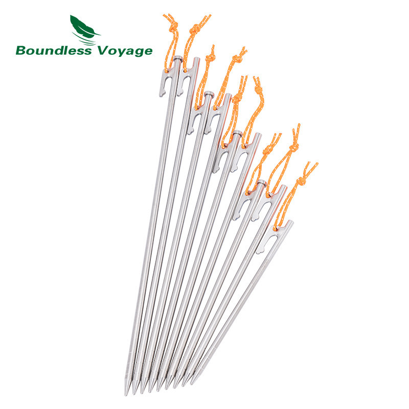 Boundless Voyage Titanium Alloy Tent Pegs Heavy Duty Nails Camping Stakes Hard Ground Pins 20cm ...