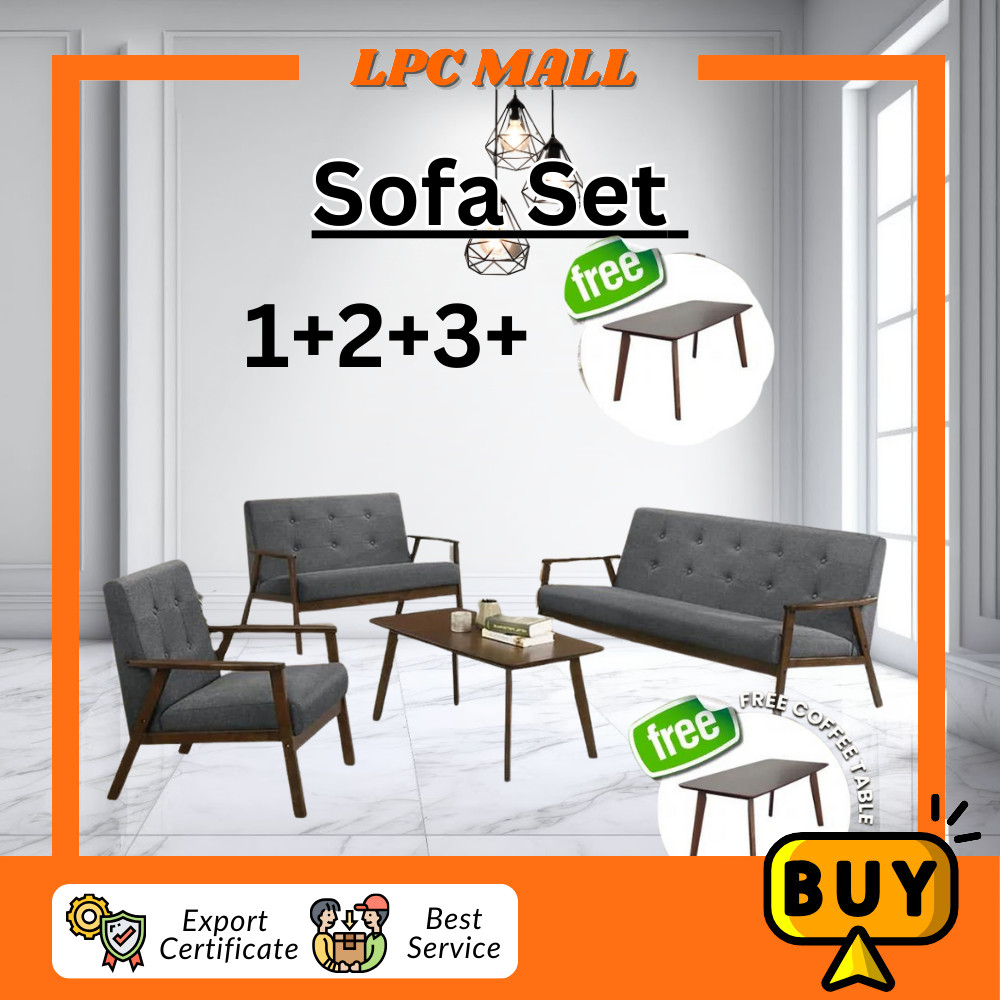LPC MALL RAYA SOFA READY STOCK RM589 ONLYSolid Wood Sofa 1+2+3 Seater ...