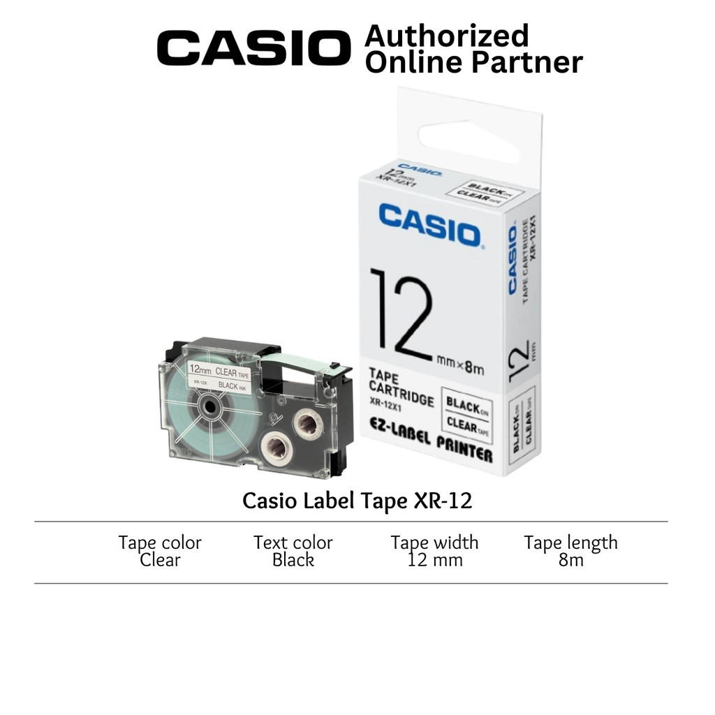 [ORIGINAL] Casio XR-12 12mm EZ-label Tape Cartridge Genuine XR-12X1 ...