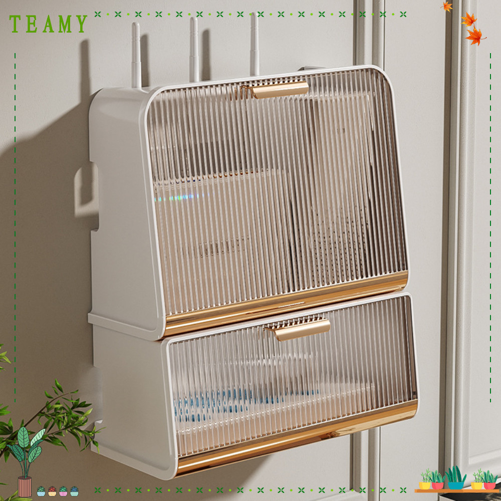 TEAMY WiFi Router Storage Box, Large Capacity with Lid Wire Storage ...