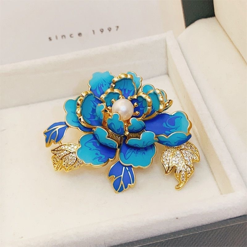 Brooch Female High-End Peony Flower Brooch Fashion Pearl Flower Brooch ...