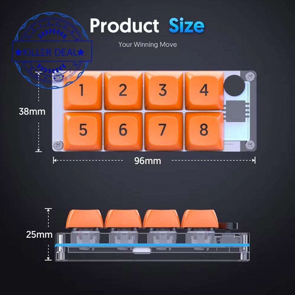 Customizable Macro Programming Keypad With 8 Rgb Keys Wired Usb Gamepad Keyboard For Photoshop 4821