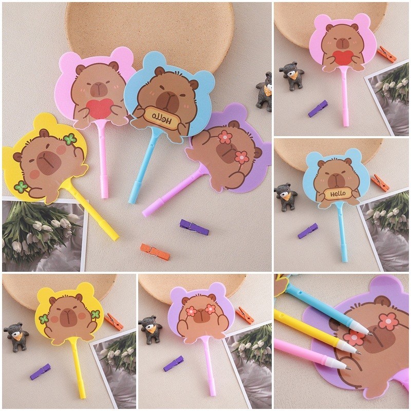 Capybara Hand Fans Funny Cute Kapibala Pen Fan Student Staionery ...