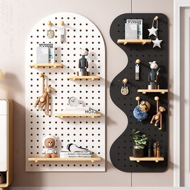 Solid Wood Pegboard Perforated Display Board Wall Mounted Display Rack ...