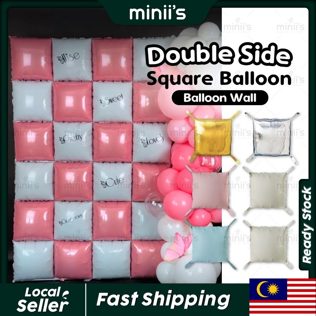 MINIIS DIY Double Side Square Balloon Garland 1pcs 18 inch Aluminium ...