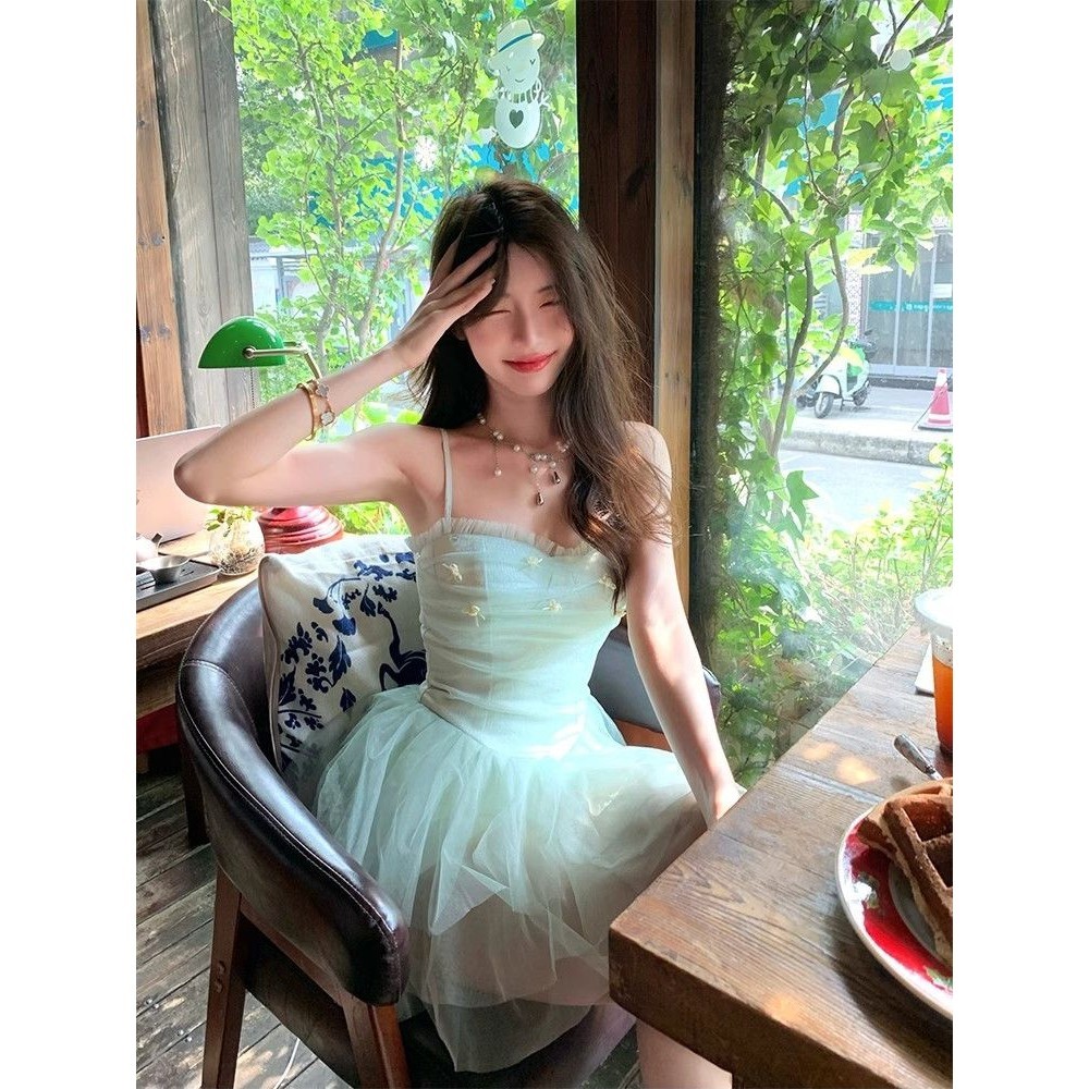 Mori Girl Narrow Waist Beautiful Gauze Princess Short Skirt Mint Green ...