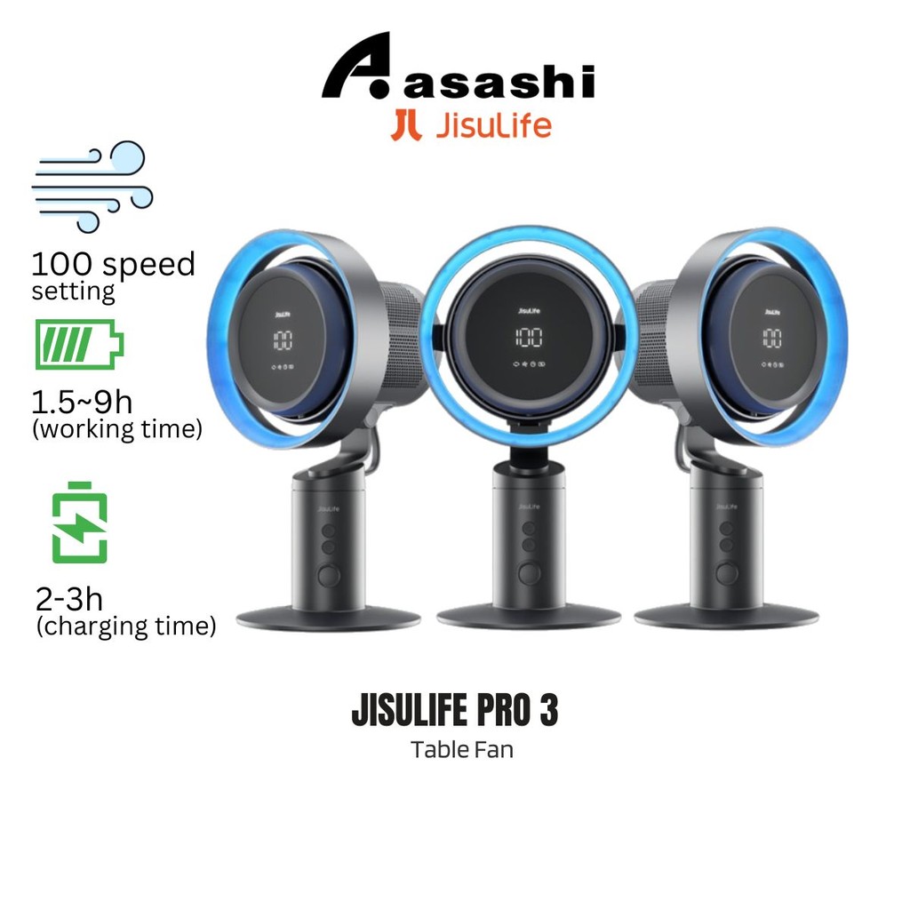 JisuLife Portable Bladeless Table Fan Pro3 8000mAh (Dark Grey) Fan Pro 3 | Shopee Malaysia