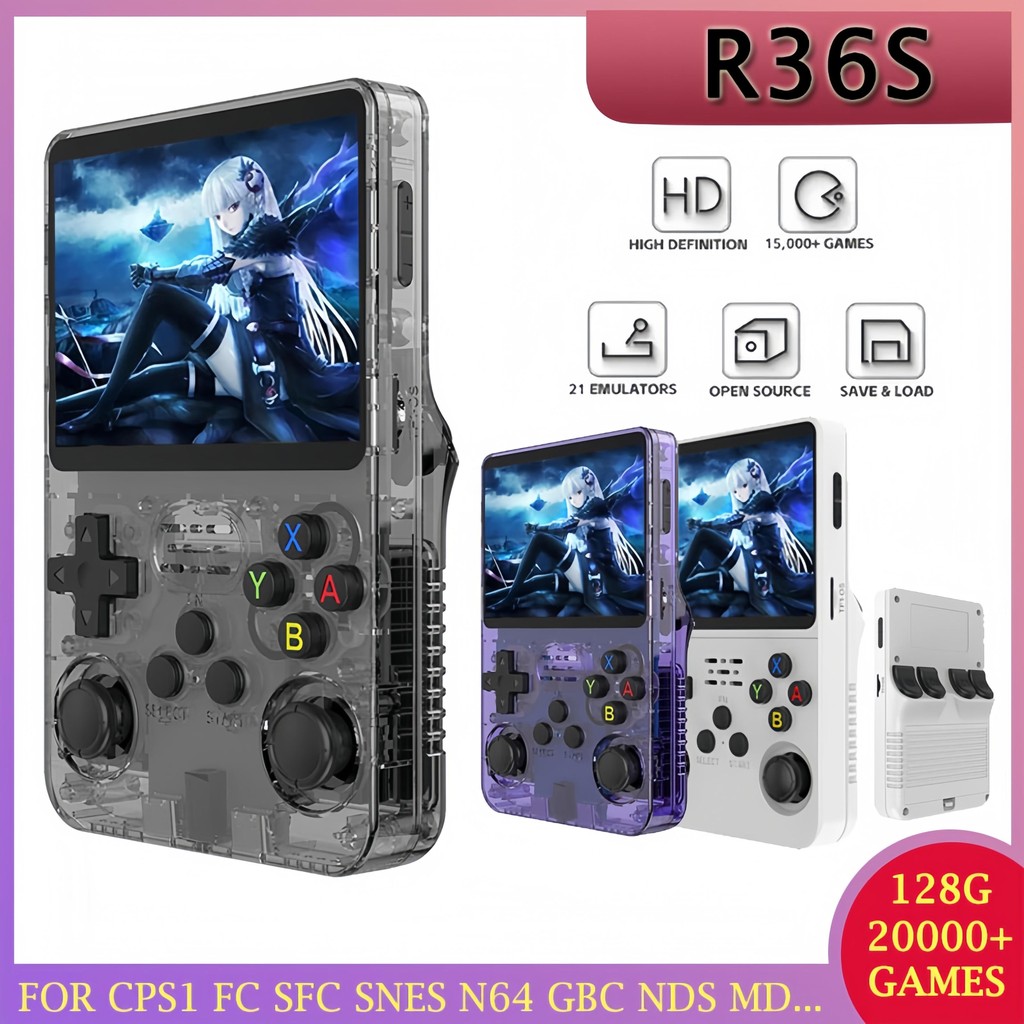 R36S Konsol Permainan Retro Sistem Linux Skrin IPS 3.5 Inci 15K ...