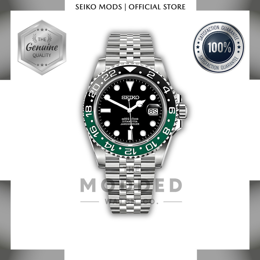 [MODDED] SEIKO MOD GMT MASTER II 40MM GREEN BEZEL "SPRITE" OYSTER ...