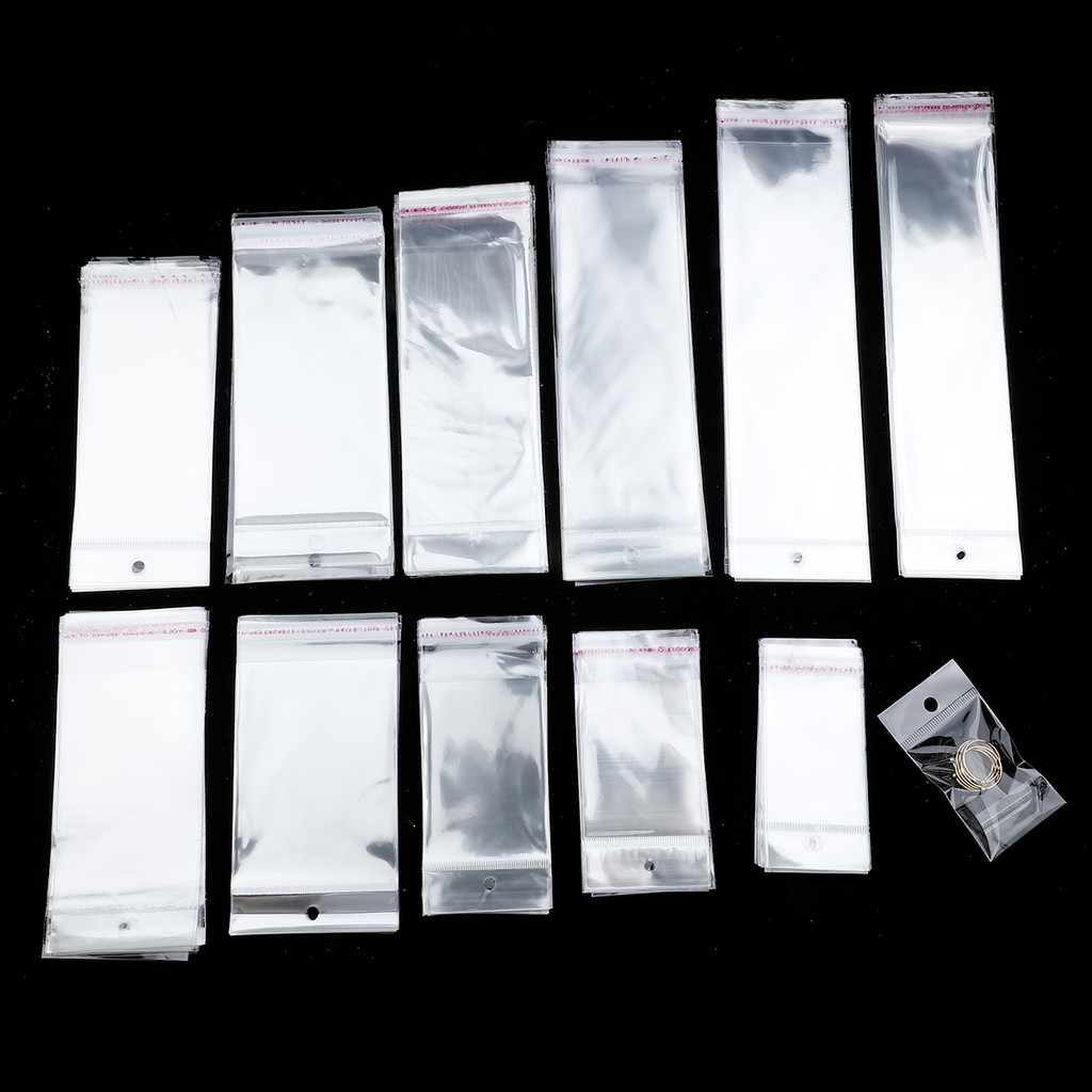 100pcs Transparent Self-adhesive Sealed Plastic Storage Bags OPP Poly ...